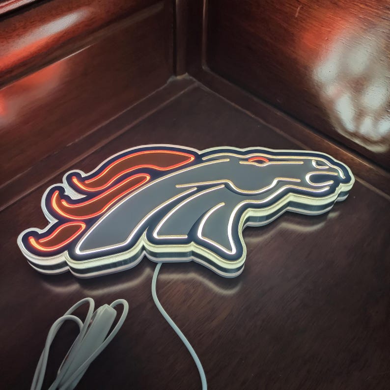 Denver Broncos LED Light Sign - Football Team Decor, Desktop Neon Light ...
