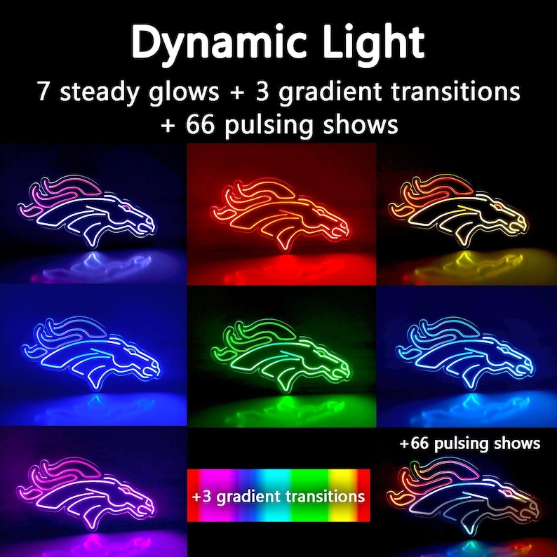 Denver Broncos LED Light Sign - Football Team Decor, Desktop Neon Light ...