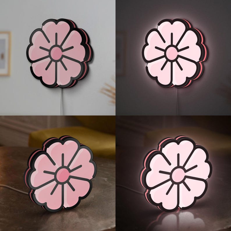 Sakura LED Lightbox - Nature Botanical Flower Blossom Decor, Custom Led ...