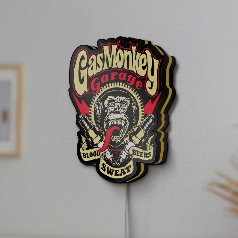 Gas Monkey Garage LED Light Box, Auto Shop Decor, Man Cave Sign ...