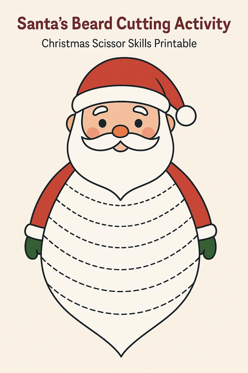 Santa Beard Cutting Activity, Christmas Scissor Skills Practice ...