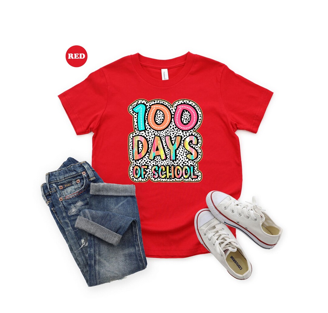 100 Days of School Shirt, Colorful Leopard Print Tee - Etsy