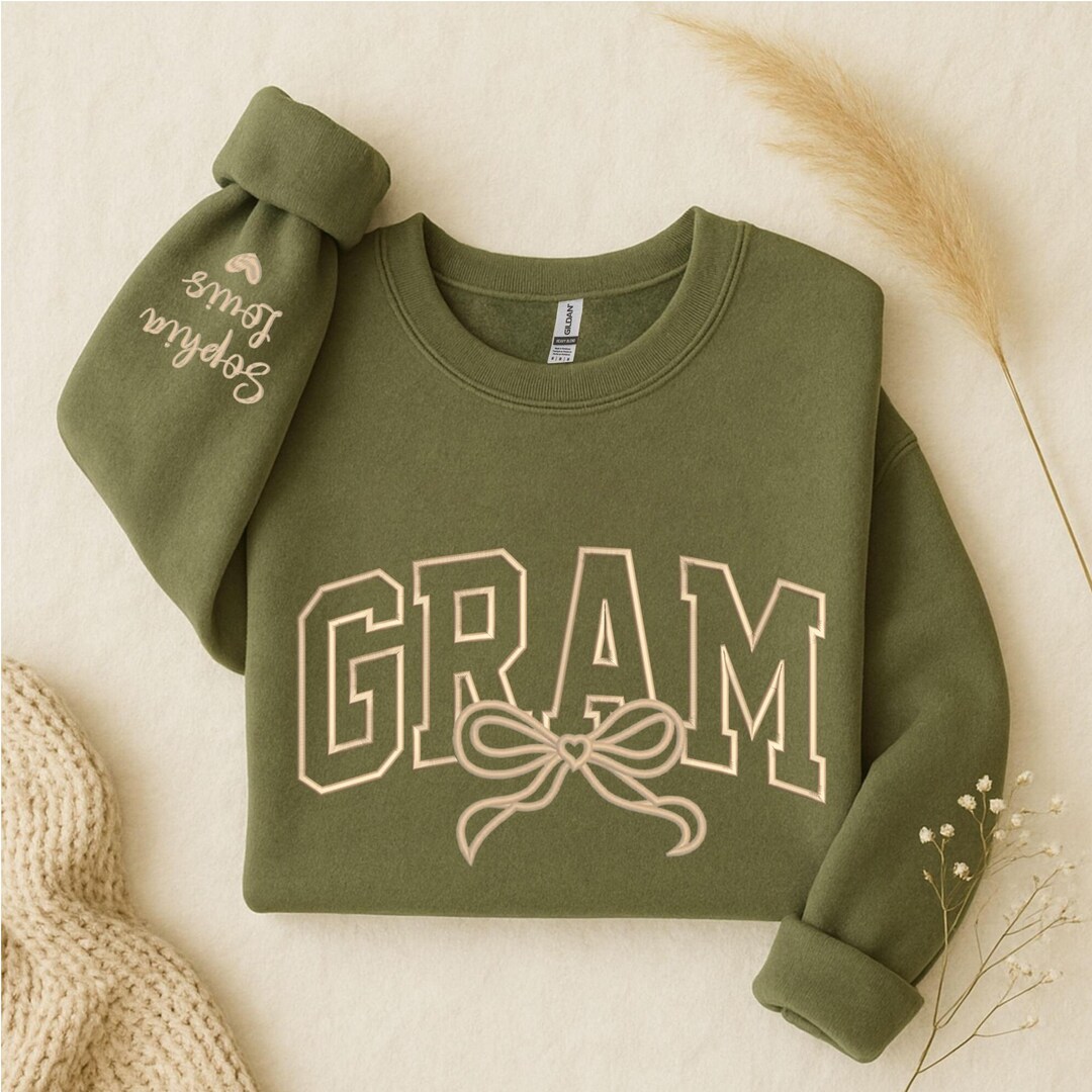 Custom Gram Grandma Mama Embroidered Sweatshirt, Family Matching Shirt ...