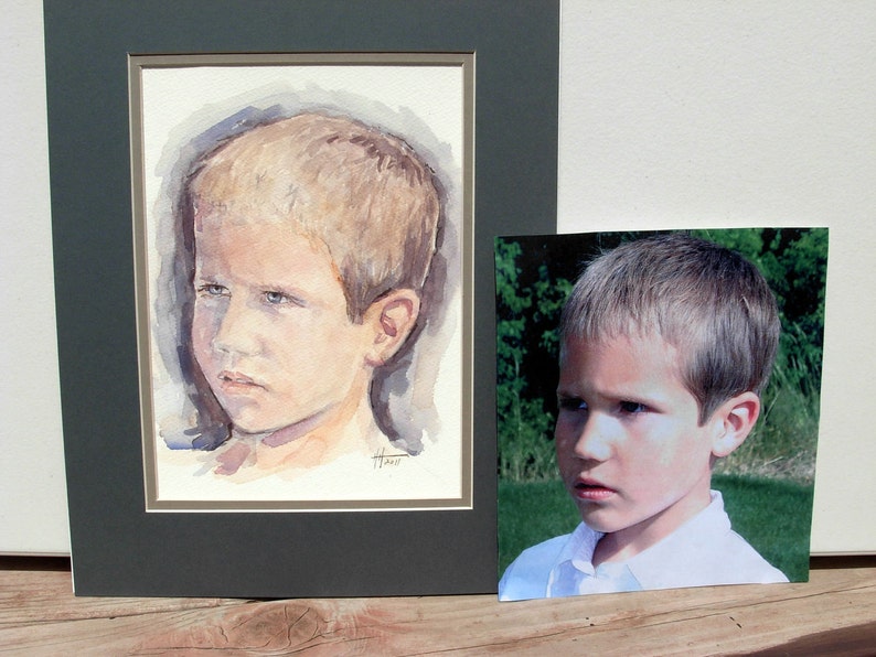 Custom Children's Portrait, Original Watercolor Painting 8X10, 11X14 ...