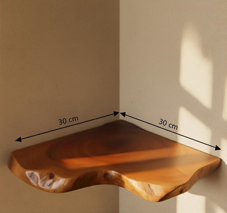 Wooden Live Edge Corner Shelves -handmade Live Edge Corner Shelf ...