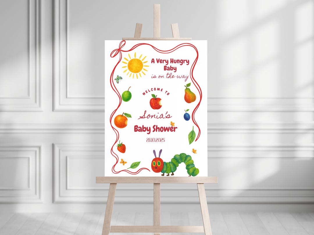 Hungry Caterpillar Baby Shower Welcome Sign: Editable Canva Template ...