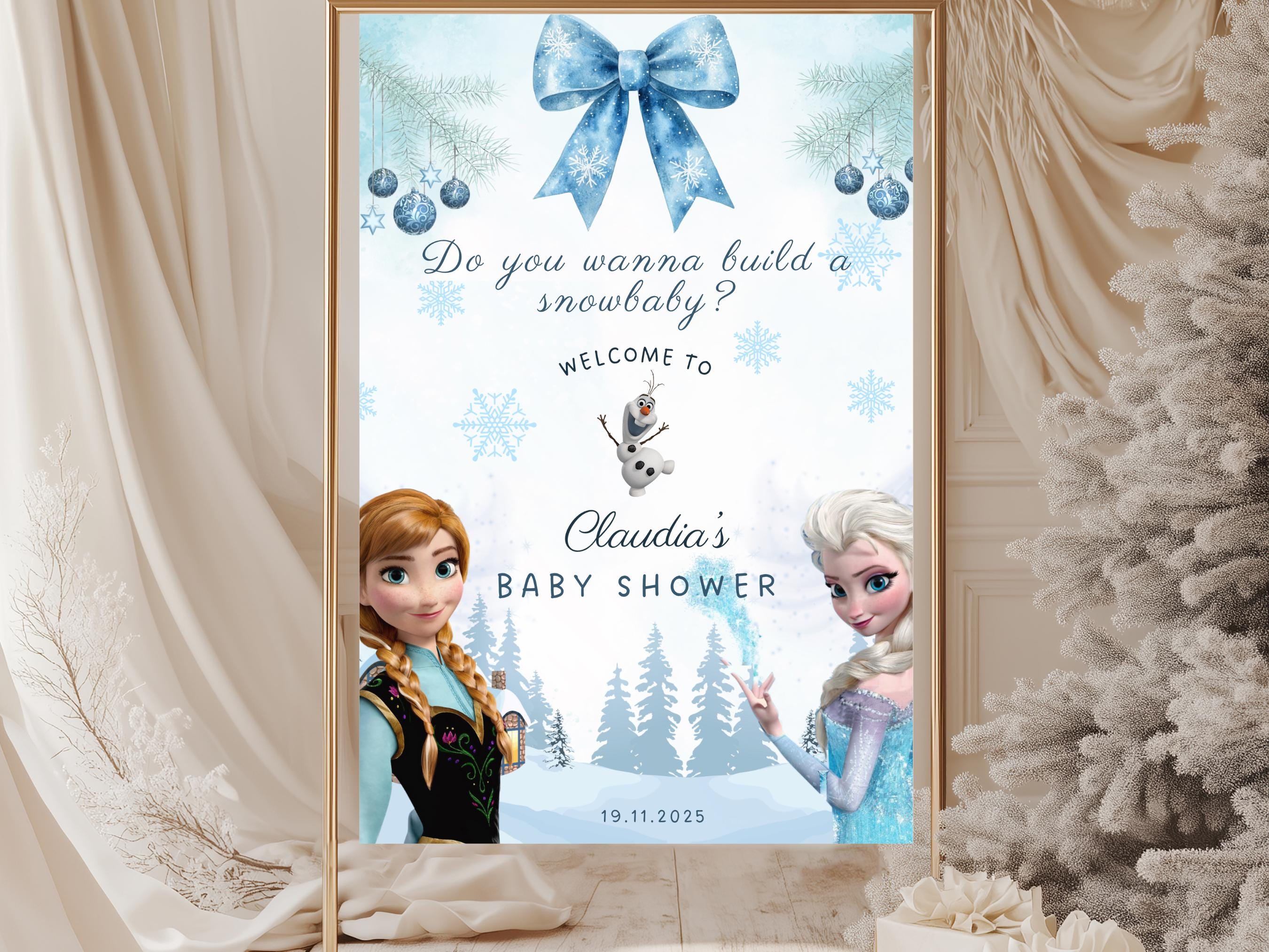 Editable Frozen Baby Shower Welcome Sign: Elsa & Anna Party Template ...