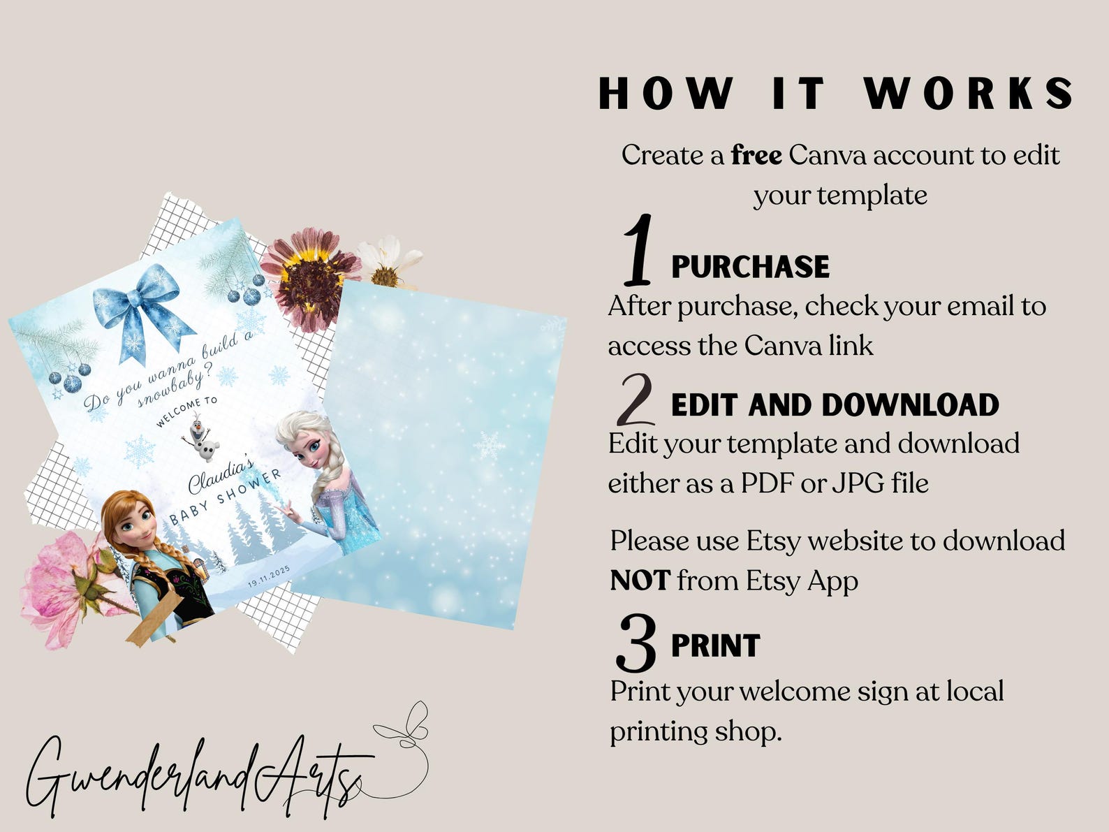 Editable Frozen Baby Shower Welcome Sign: Elsa & Anna Party Template ...
