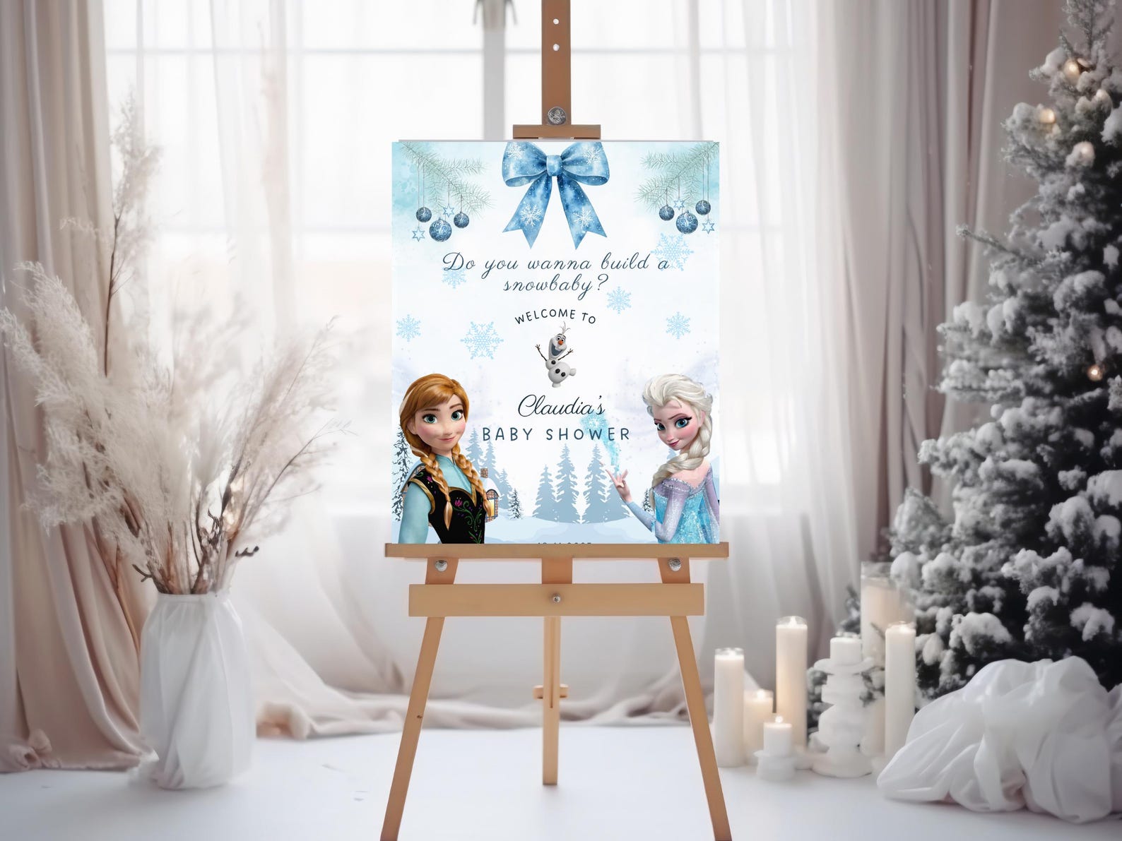Editable Frozen Baby Shower Welcome Sign: Elsa & Anna Party Template ...