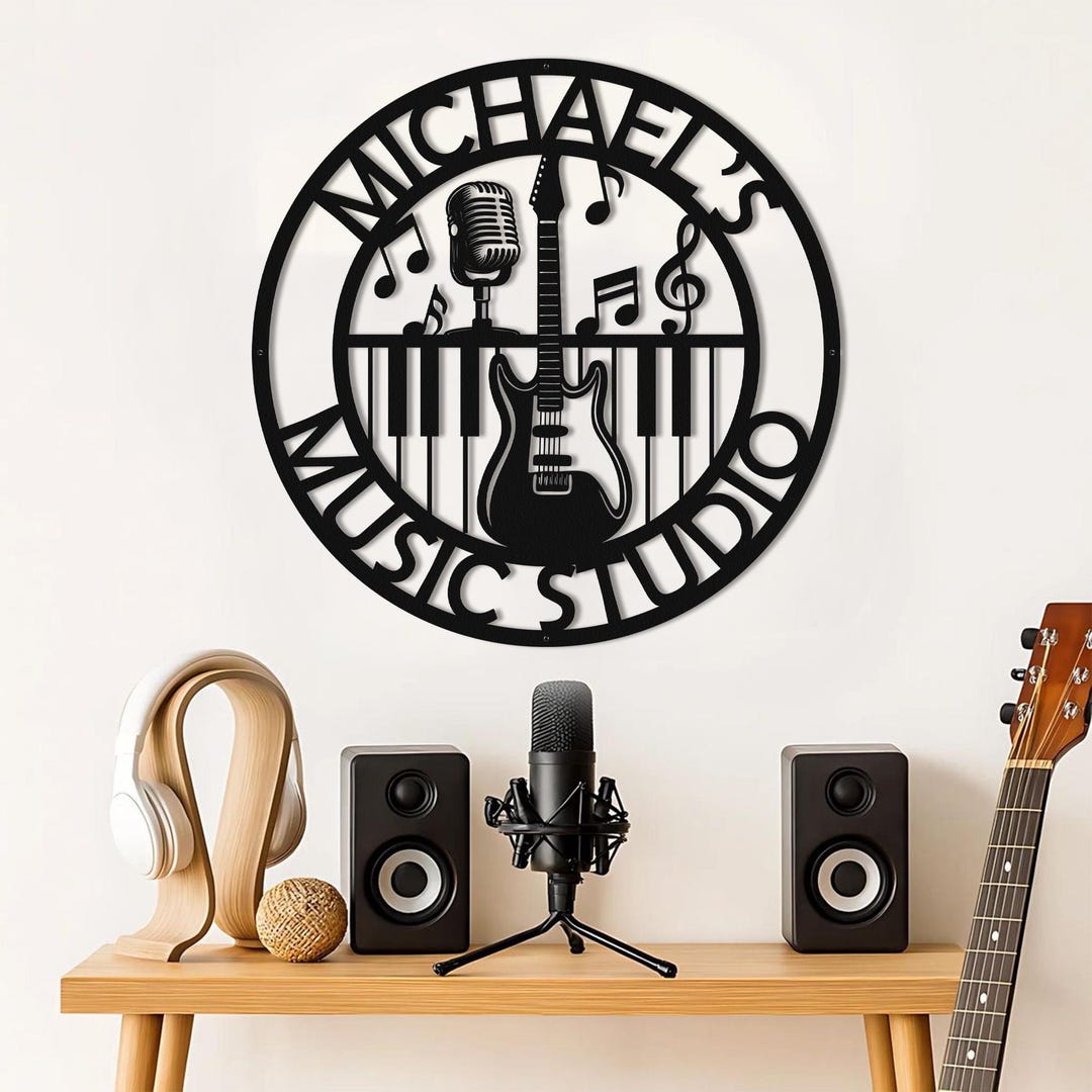 Custom Music Studio Metal Sign With LED Light for Recording or Music ...