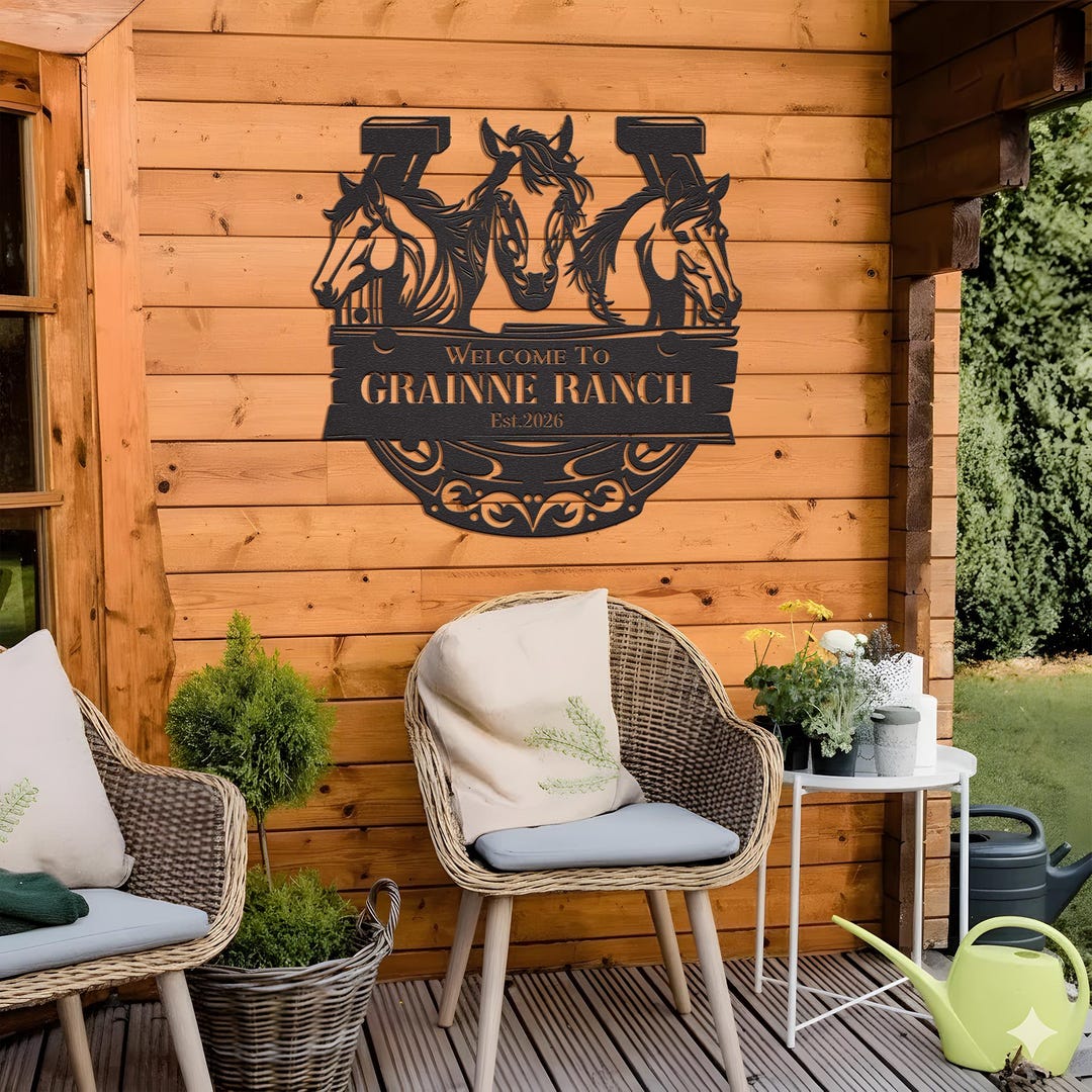 Personalized Ranch Metal Sign – Custom Horseshoe Wall Decor With Ranch ...