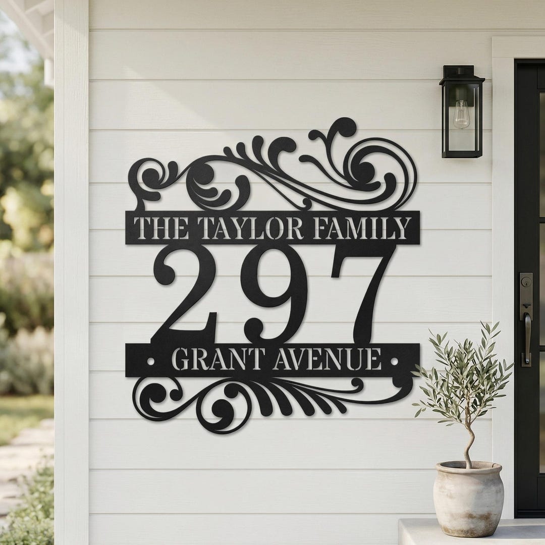 Custom Metal House Number Sign, Personalized Address Plaque, Front Door ...