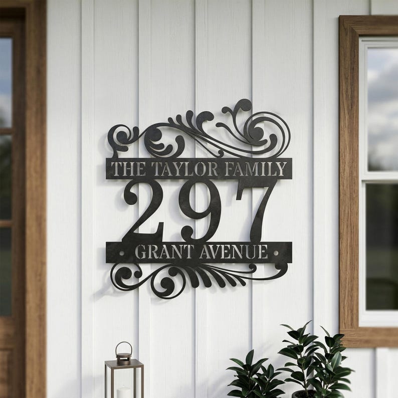 Custom Metal House Number Sign, Personalized Address Plaque, Front Door ...