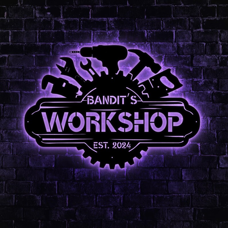 Personalized Workshop Metal Sign, Custom Name Garage Sign, Tool Shop ...