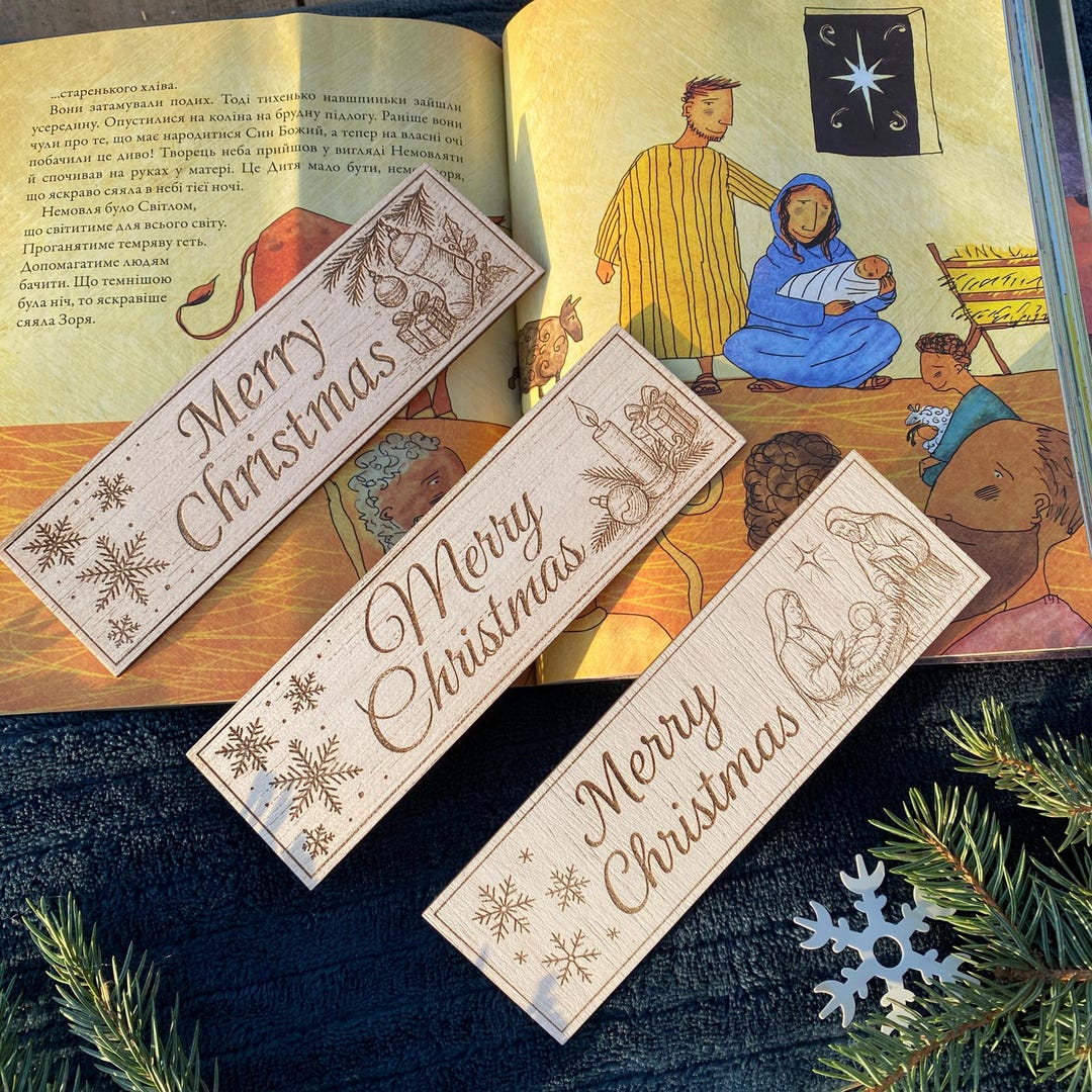 Set of 3 Laser Engraved Holiday & Nativity Bookmarks – Merry Christmas ...