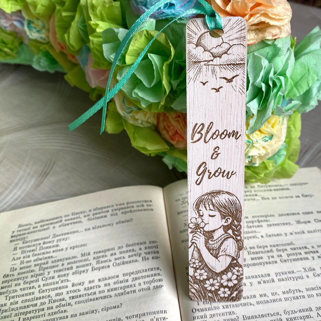 Bloom & Grow Wooden Bookmark – Inspirational Spring Bookmark - Etsy