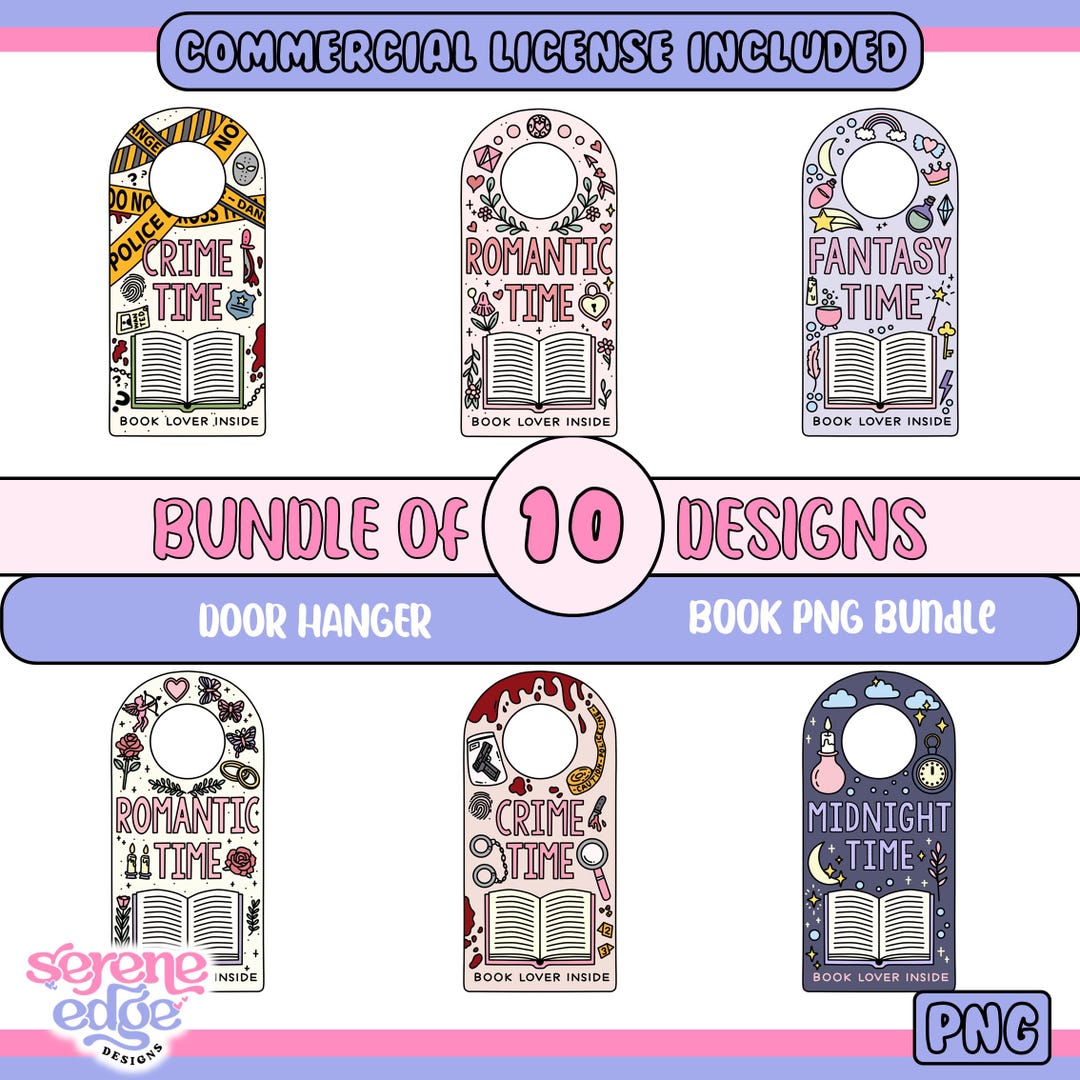 Door Hangers Book PNG Bundle: True Crime, Romantasy, Fantasy, Horror ...