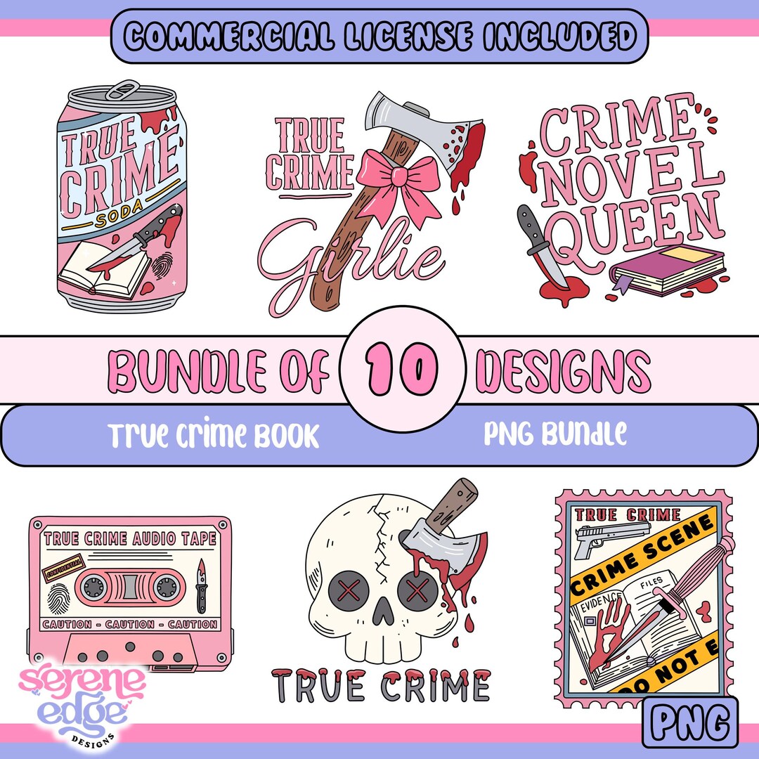 True Crime Book PNG Bundle: Crime Sticker Designs (digital Download) - Etsy