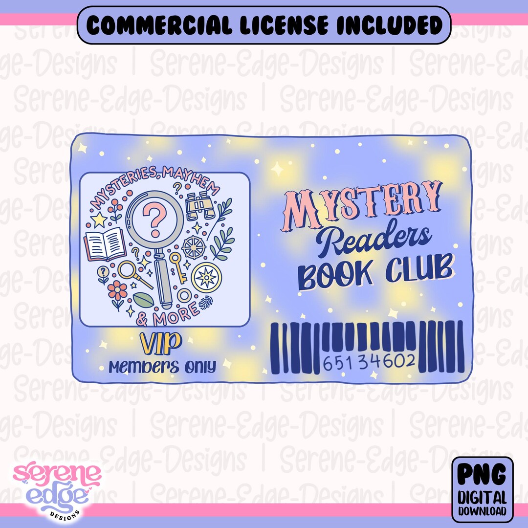 Mystery Readers Book Club PNG | Bookish Library Card Design (digital ...