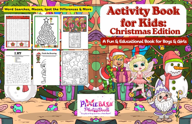 Christmas Activity Book for Kids: Mazes, I Spy, Coloring (digital ...
