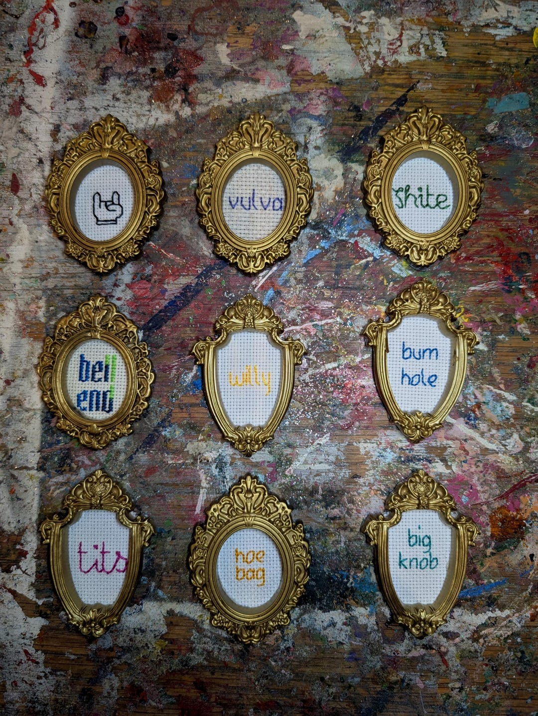 Rude Word Cross Stitch Fridge Magnet – Handmade Swear Word Embroidery ...
