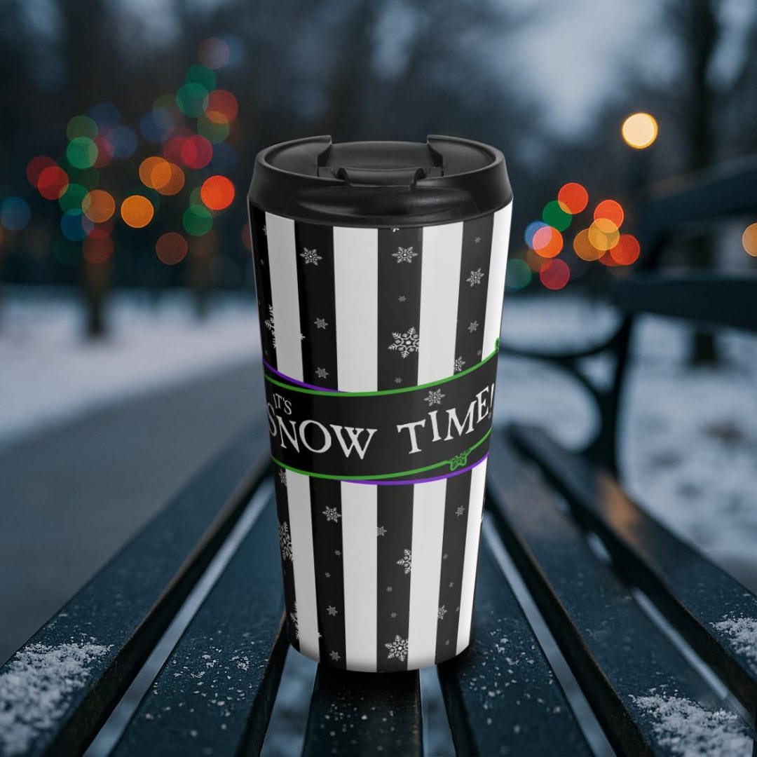Snow Time Travel Mug: Striped Stainless Steel Reusable Coffee Mug - Etsy