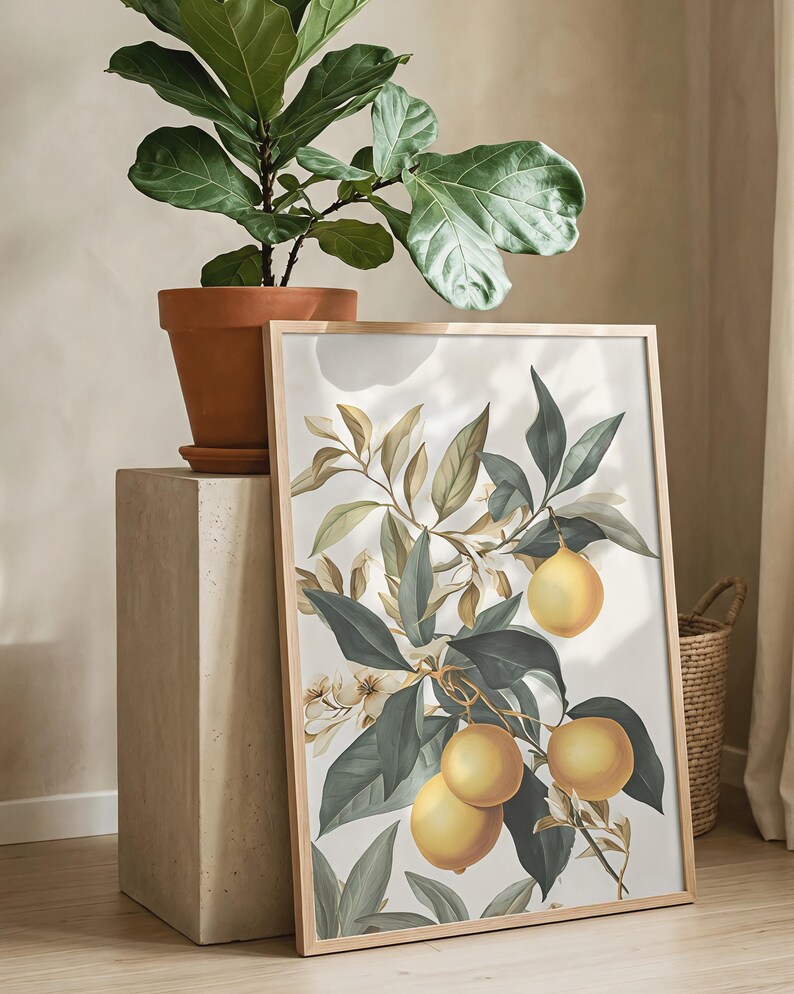Citrus Botanical Print | Mediterranean Coastal Wall Art | Neutral Decor ...