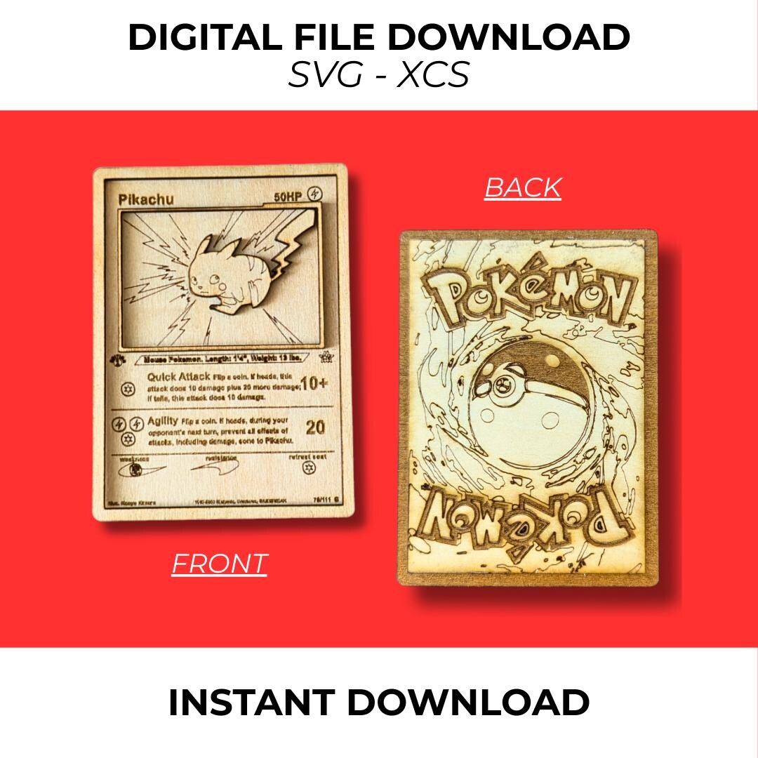 Pikachu Pokémon Card SVG | Laser Cut File | Digital Download Wooden ...