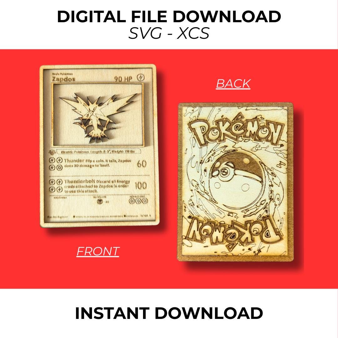 Zapdos Pokémon Card SVG | Laser Cut File | Digital Download Wooden ...