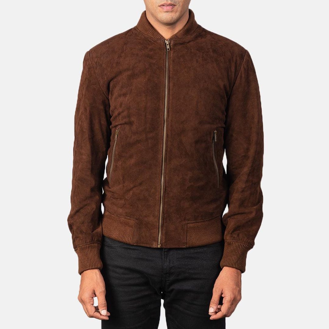 Shane Mocha Suede Bomber Jacket | Men's Casual Streetwear Jacket ...