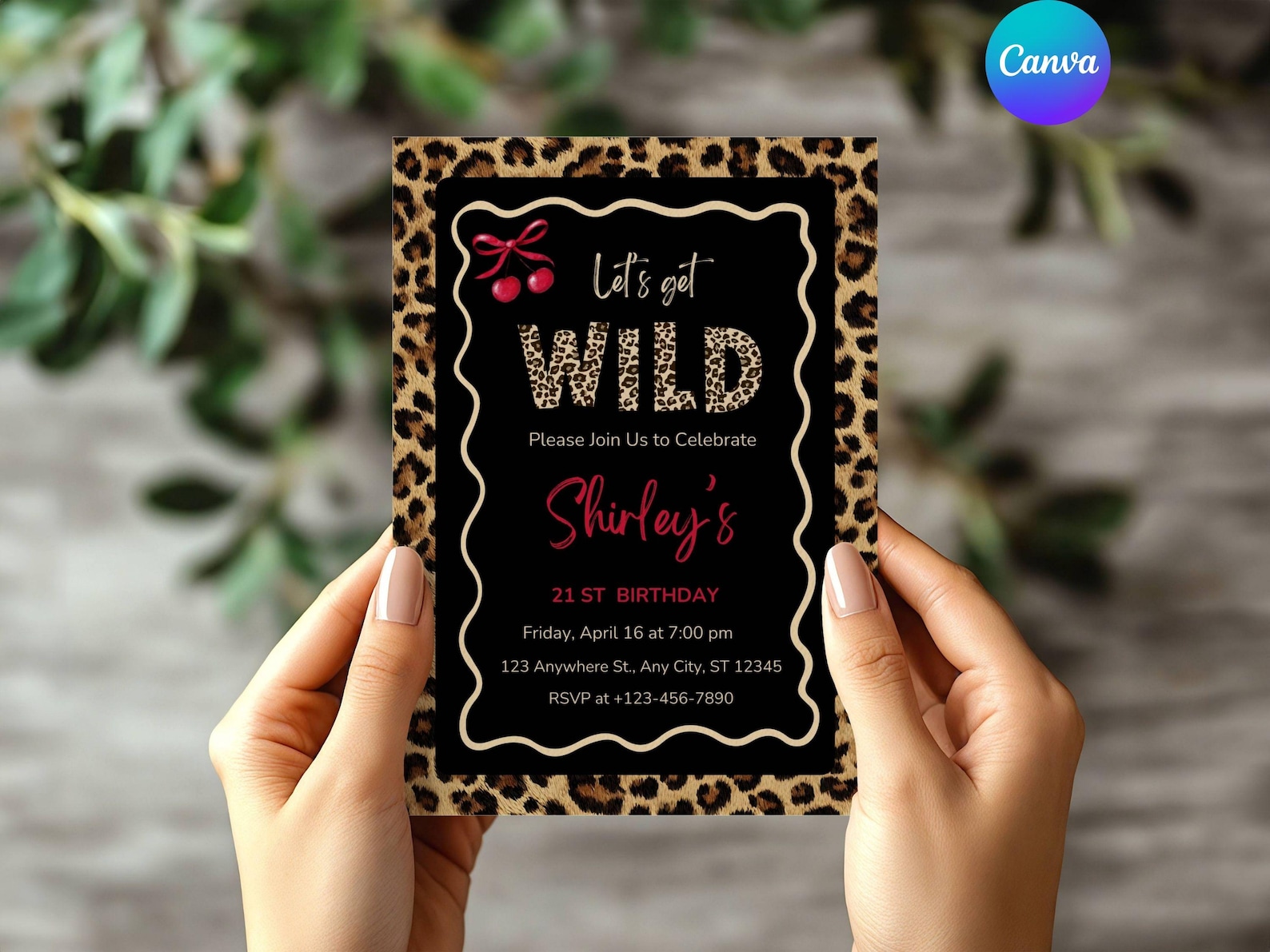 Editable Leopard Print Birthday Invitation, Let’s Get Wild Party Invite ...