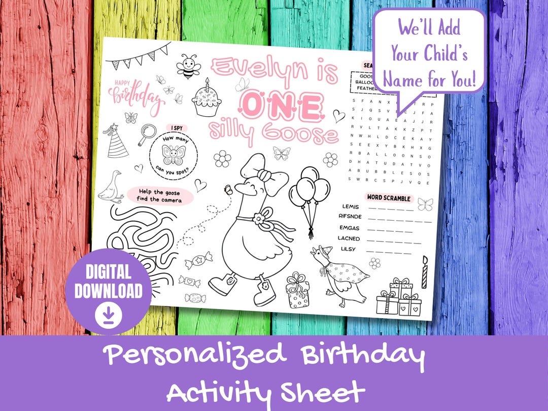 One Silly Goose Birthday Coloring Pages | Printable First Birthday ...