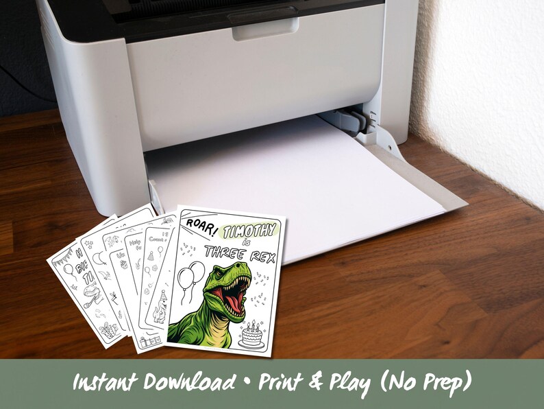 Three Rex Coloring Page, Personalized Dinosaur Birthday Activity Pack ...