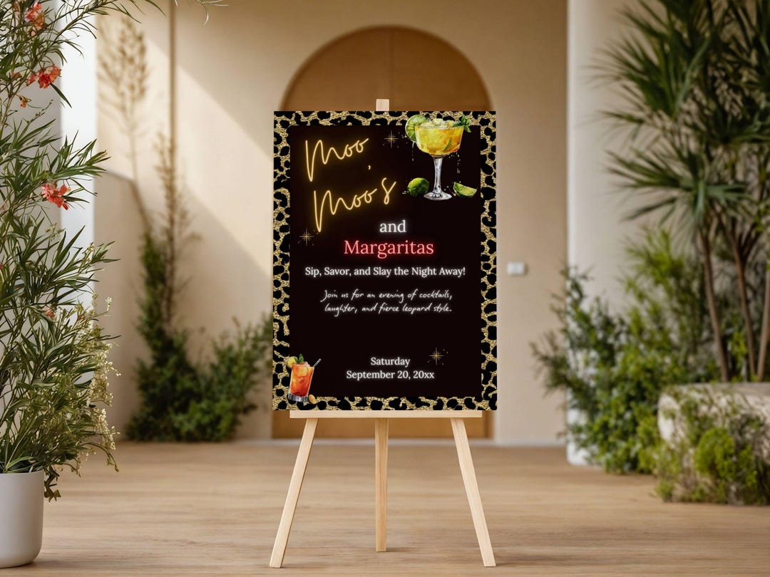 Moo Moos and Margaritas Party Sign | Editable Canva Template ...
