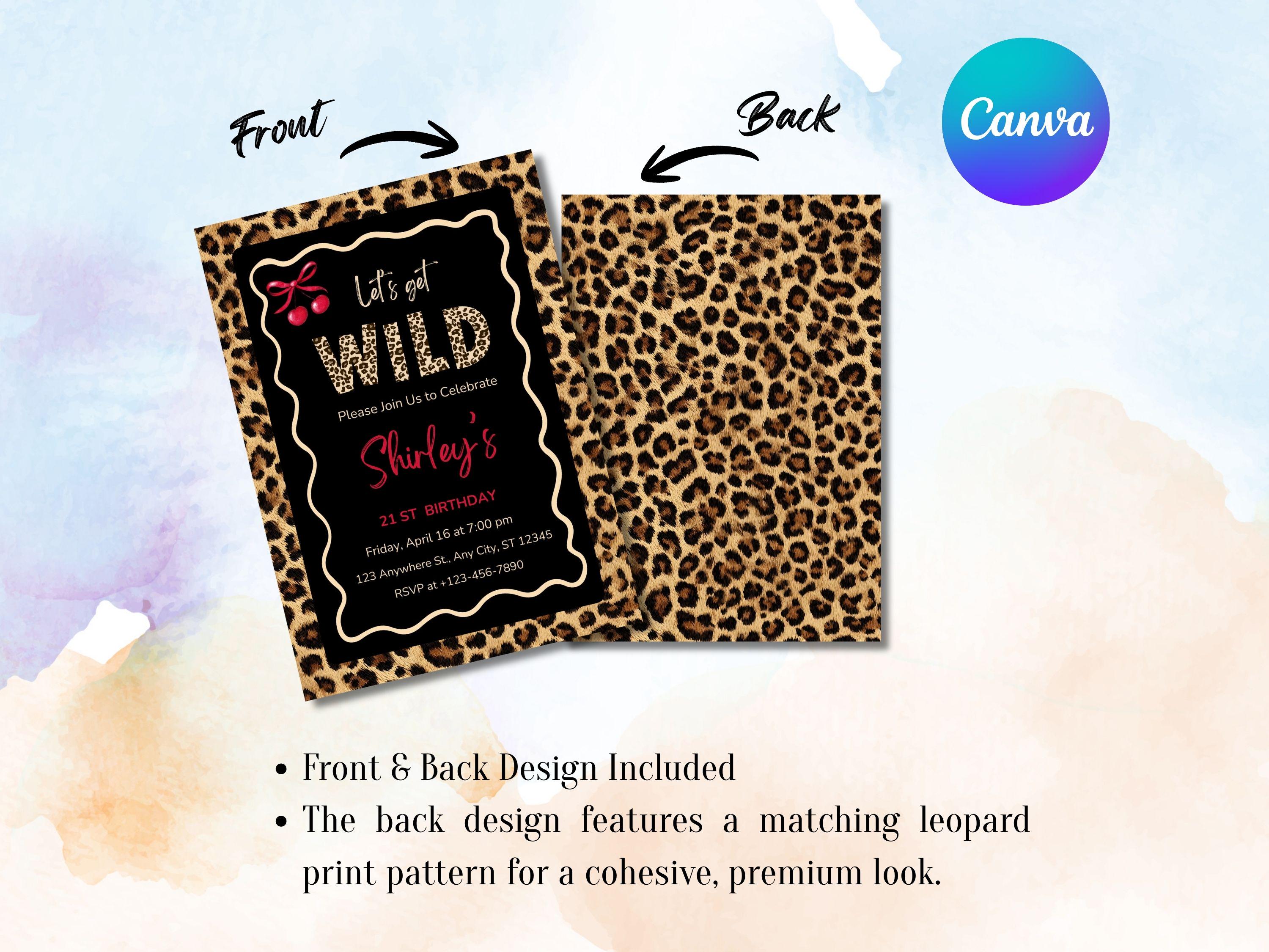 Editable Leopard Print Birthday Invitation, Let’s Get Wild Party Invite ...