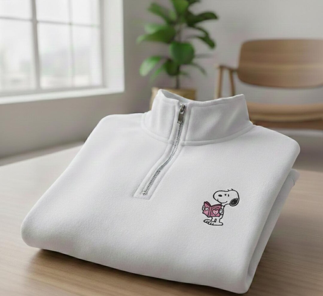 Custom Reading Dog Embroidered Quarter Zip Sweatshirt Cute Puppy Book ...