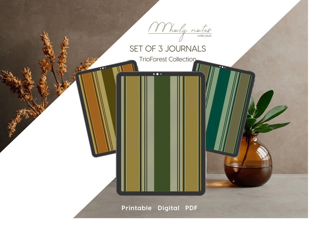 Printable Writing Journal Set of 3 | Minimalist Digital Notebook ...