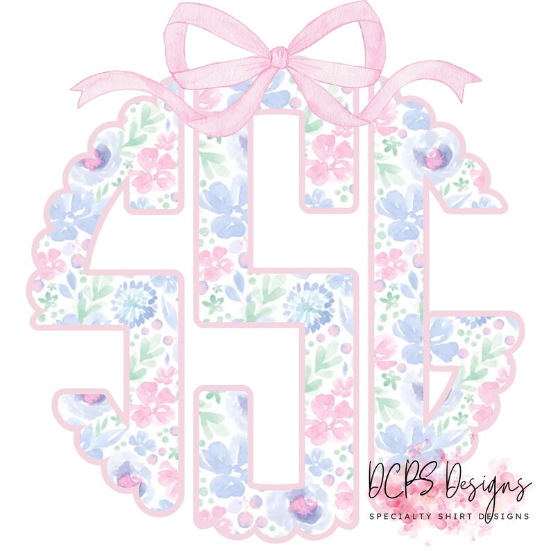 Custom Grand Millennial Name Monogram: Floral Bow Design (digital ...