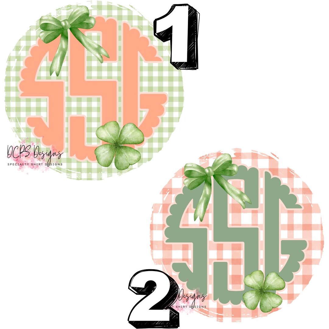 Personalized Shamrock Monogram: Green Gingham St. Patrick's Day Design ...