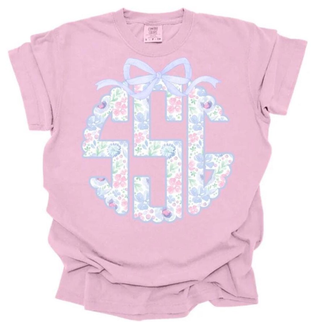 Custom Grand Millennial Name Monogram: Floral Bow Design (digital ...