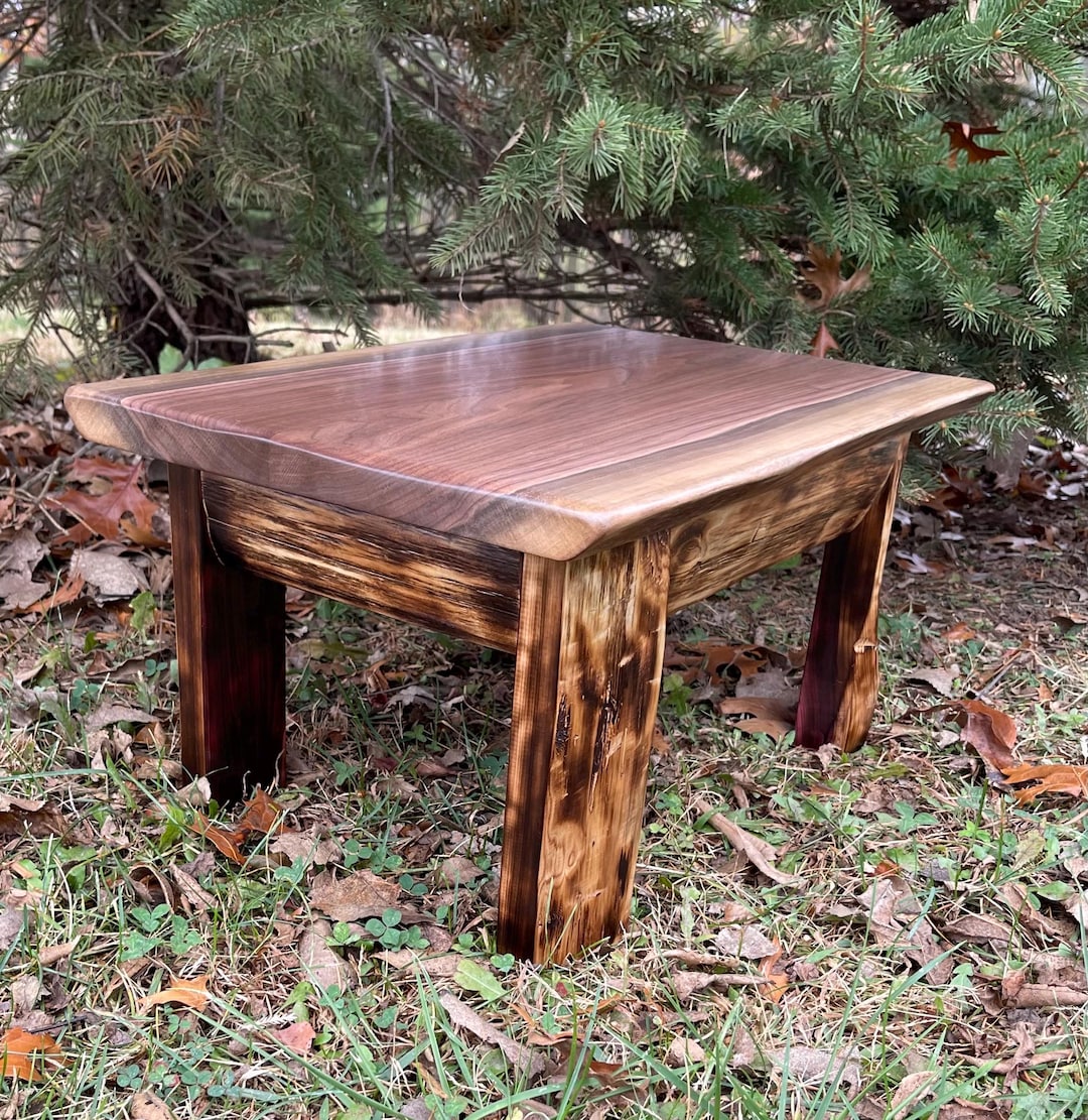 Rustic Solid Black Walnut Eastern Red Cedar Bench Log Leg Live Edge 20 ...