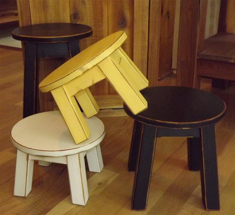 Reclaimed Wood Round Stool Riser Step Stool Foot Stool | Etsy