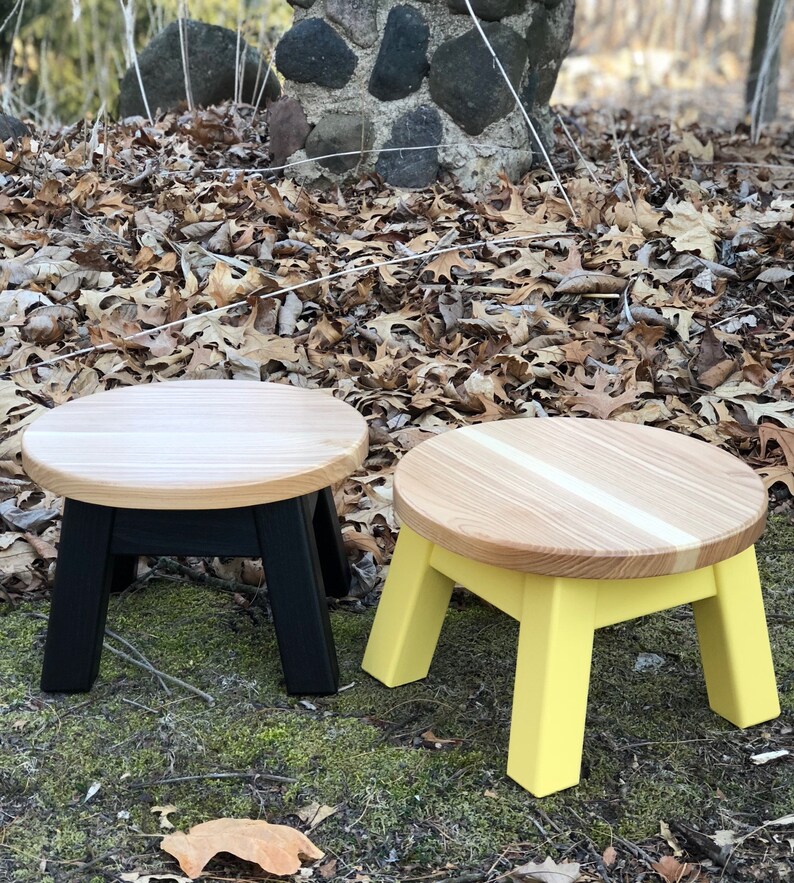 Round Top Elm Step Stool Riser Modern Contemporary Wood | Etsy