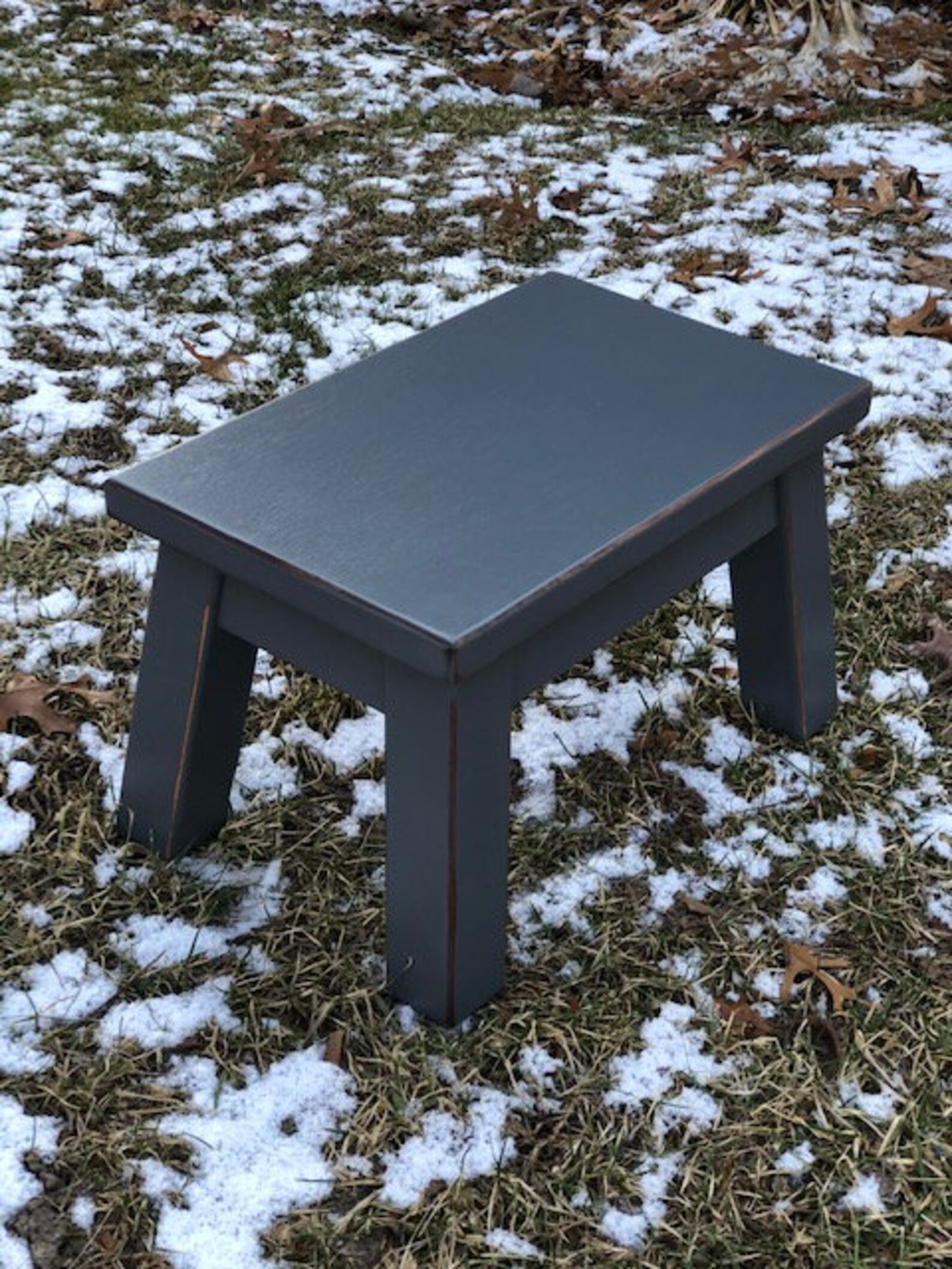 Farmhouse, Charcoal Gray, Wood Riser, Step Stool. Foot Stool, Painted ...