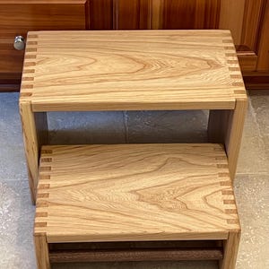 Solid Wood 2 Step Stool, Nesting, Modern, Sleek Elm, Walnut, Minimalist ...