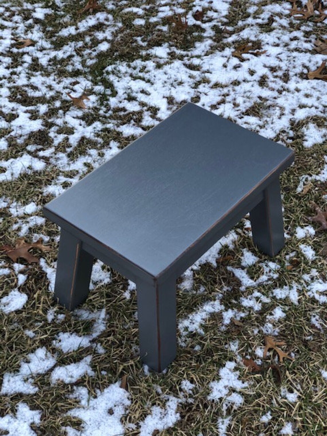 Farmhouse charcoal gray wood riser step stool. foot stool | Etsy