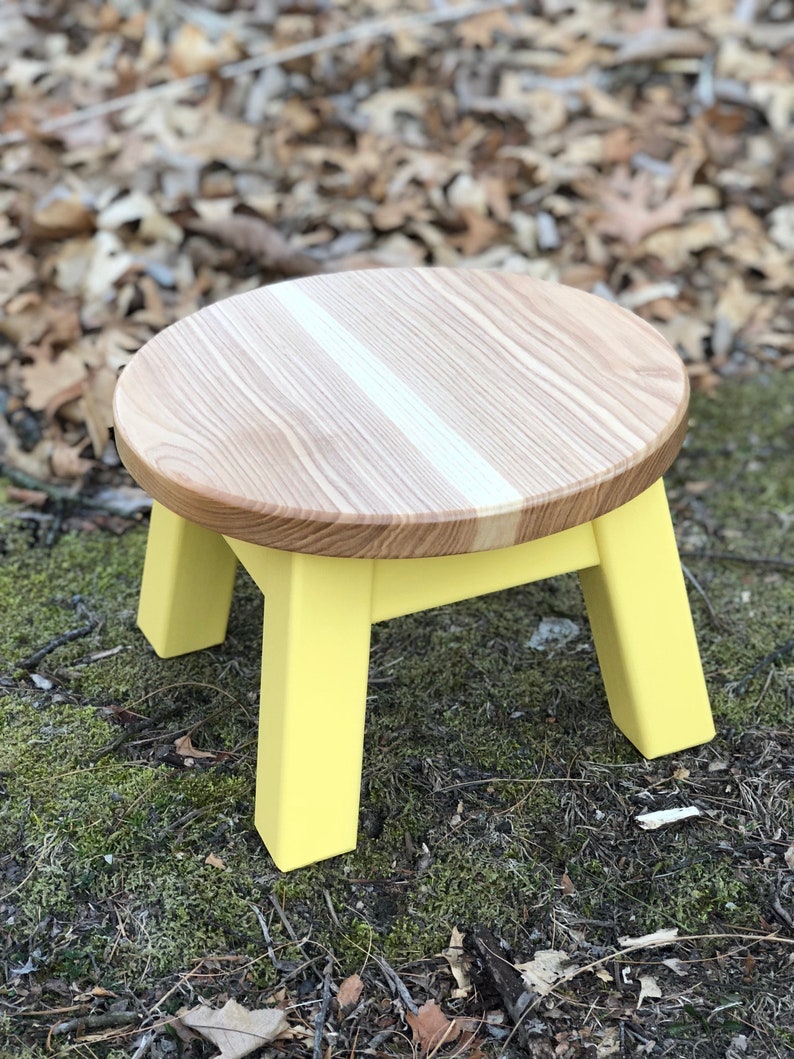 Round Top Elm Step Stool Riser Modern Contemporary Wood | Etsy