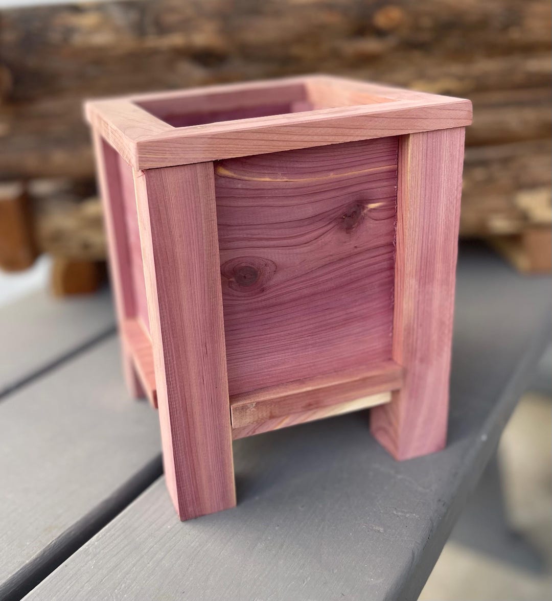 Small, Table Top, Cedar Planter, 4" Pot, Centerpiece, Wedding ...