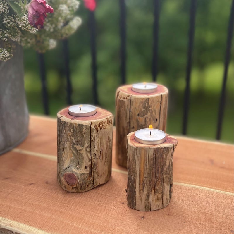 Rustic Wood Candle - Etsy