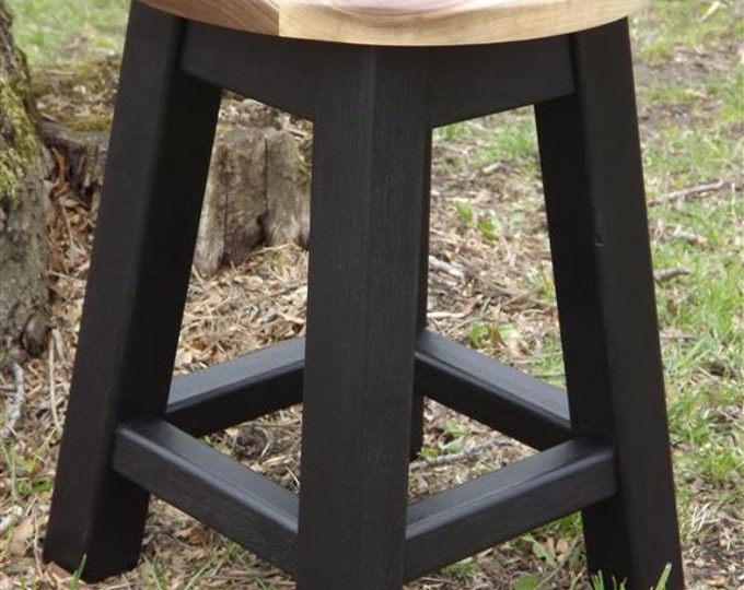 Urban Modern Wood Stool/ Walnut Sapwood/ Black/ Round Stool/ - Etsy